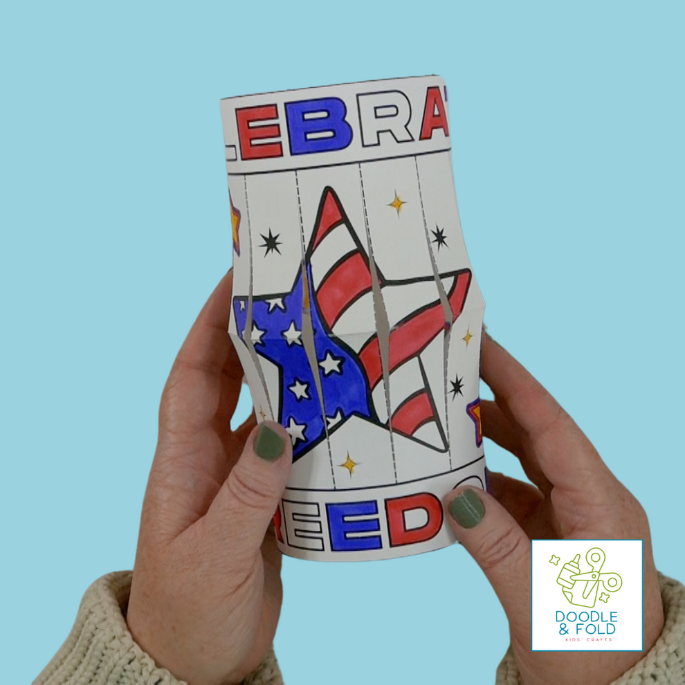 Patriotic Paper Lantern Craft – Doodle & Fold
